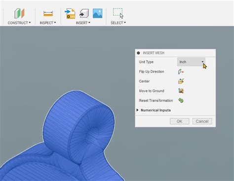 importierte stl datei in fusion 360 hat nicht die richtige größe