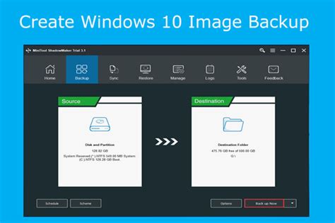 create system image backup windows 10