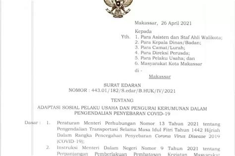 Keluarkan Surat Edaran Pemkot Makassar Pantau Kerumunan Di Tempat