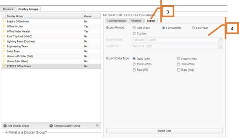 how to export myeyedro hourly data eyedro