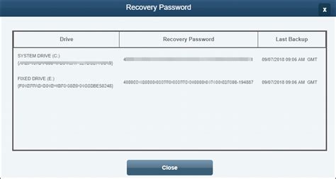 backup bitlocker recovery password