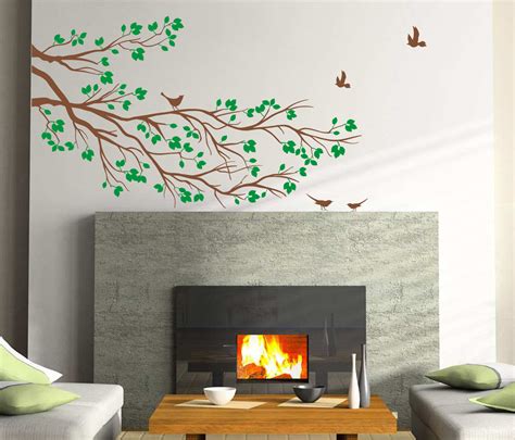 Large Tree Branch Wall Sticker And Birds Wall Art Vinyl Diy Home Decor