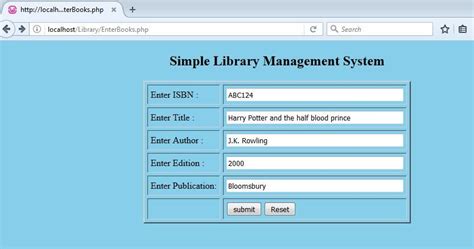 simple library management system in php using mysql