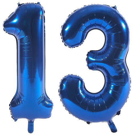 Buy Age 13 Giant Foil Helium Numeral Balloons Blue Deflated For Gbp