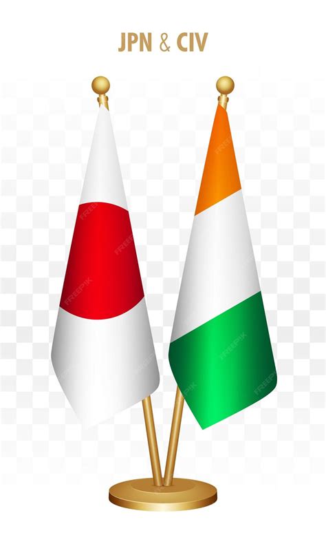 Premium Vector Japan And Cote Divoire Ivory Coast Standing Flags