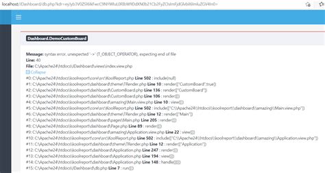 dashboard customboard unexpected in demo index view php koolreport