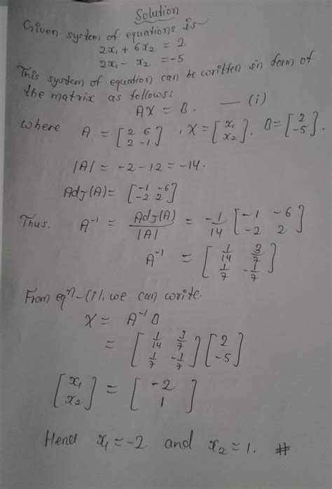 [solved] solve the system by using the inverse of the coefficient