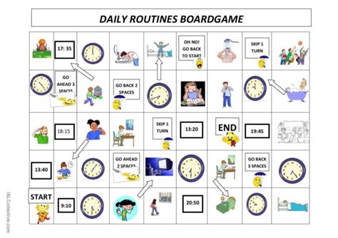 Daily Routines And Time Boardgame Bo… English Esl Worksheets Pdf And Doc