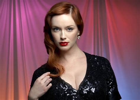 Celebrity Christina Hendricks Actress Redhead Lipstick Blue Eyes