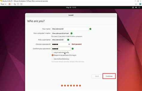 how to install ubuntu 22 04 lts on vmware workstation player