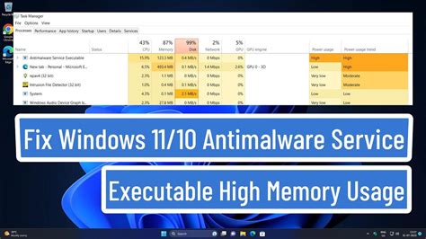 fix windows 11 10 antimalware service executable high memory usage