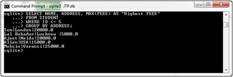 sqlite max function javatpoint