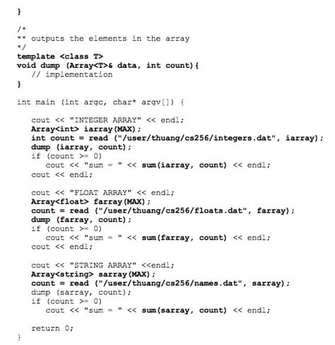 solved implement an array template class array h to store