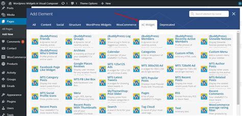 wordpress widgets in visual composer wordpress widgets in wpbakery