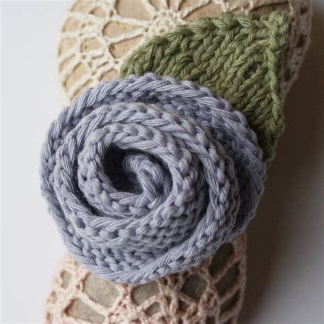 Items Similar To Knitted Brooch Flower Brooch Lilac Rose Purple
