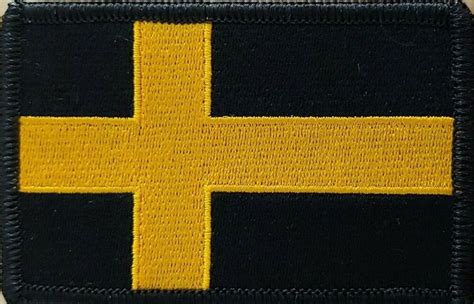 Sweden Flag Patch W Velcro® Brand Fastener Gold And Black Border