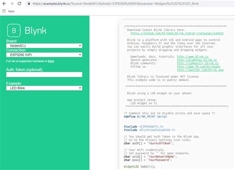 iot controlled led using blynk and esp8266 node mcu