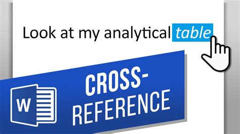 how to set a cross reference to a table or other object in word use a