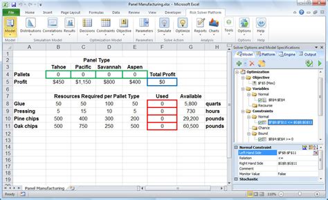 solver tutorial step by step using premium solver and risk solver
