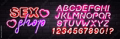 Vector Realistic Isolated Neon Sign Of Sex Shop Logo With Easy To