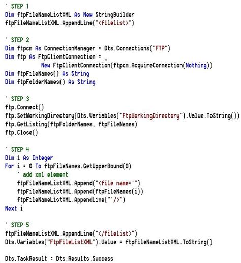 get list of files from an ftp server in ssis