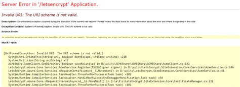 erro ao atulizar certificado lets encrypt no azure “exception details