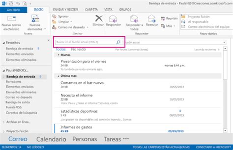 buscar un mensaje o elemento con búsqueda instantánea soporte de office