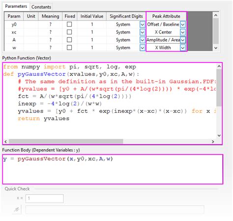 help online origin help defining a peak function