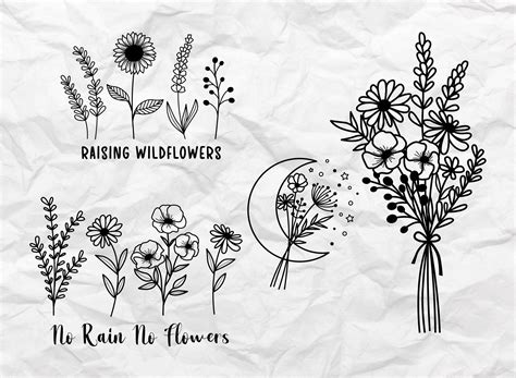 Wildflower Svg Flowers Svg Wildflower Svg Bundle Flower Svg Etsy
