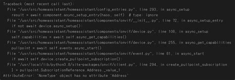 onvif camera error attributeerror configuration home assistant