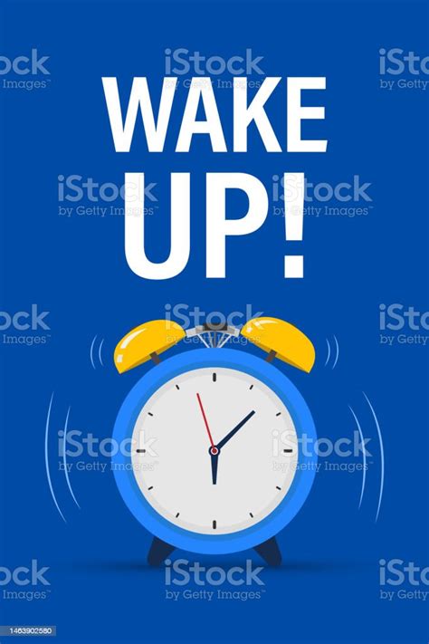 Morning Time Wake Up Time Badge Alarm Clock With Banner Wake Up Ringing