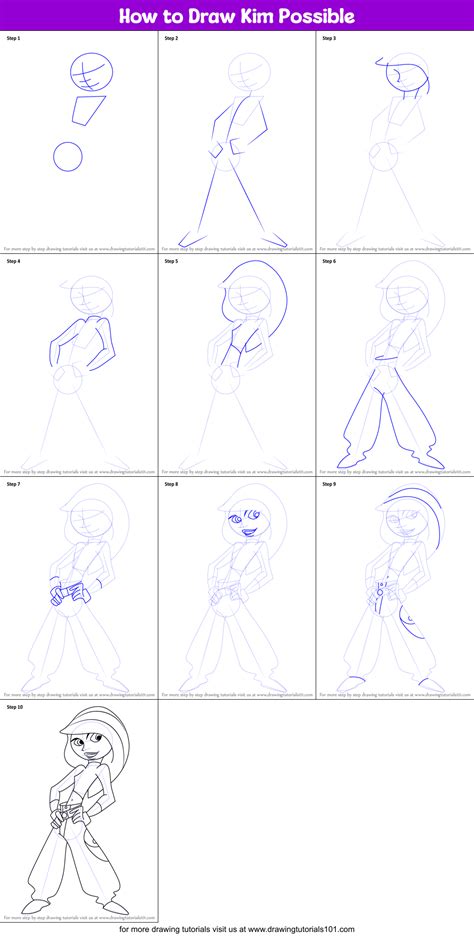 How To Draw Kim Possible Printable Step By Step Drawing Sheet