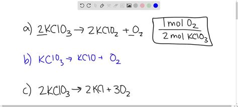 Solved The Ratio Of Moles O2 Moles Kclo3 Based On The Stoichiometric