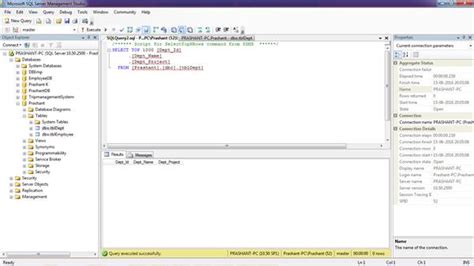 creating database and table in the microsoft sql server