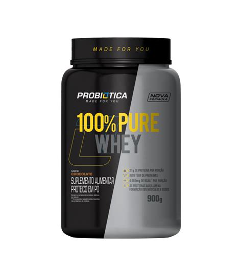 100 Pure Whey 900g Chocolate Probiotica Portugal