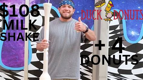 108 Milkshake Challenge With 4 Donuts Duck Donuts Youtube