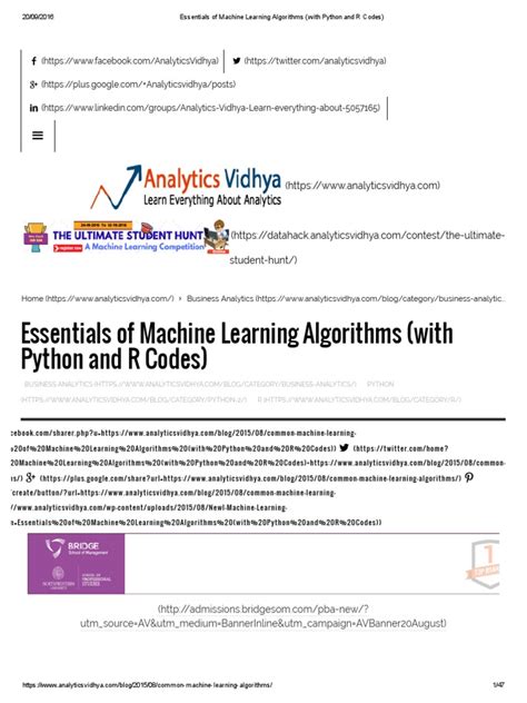 essentials of machine learning algorithms with python and