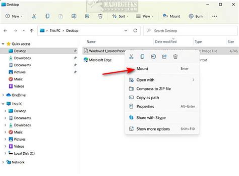 if you don t see mount click on open with and then click on file
