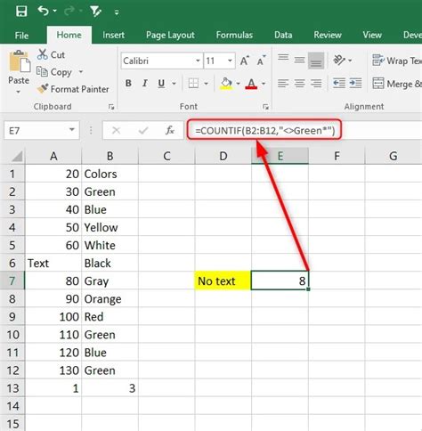 how to count excel cells with text with examples excel wizard