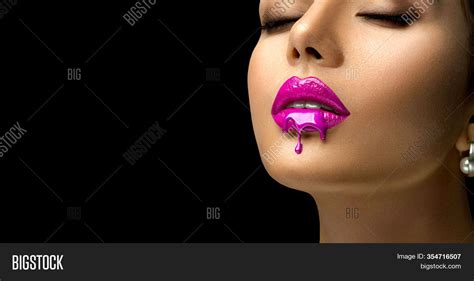 Pink Lipstick Dripping Image And Photo Free Trial Bigstock