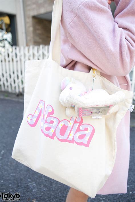 Japanese Idol W Cute Pink Coat Heart Bag And Creepers In Harajuku