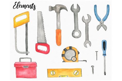 Watercolor Tool Kit Set Clipart By Newartlife Thehungryjpeg