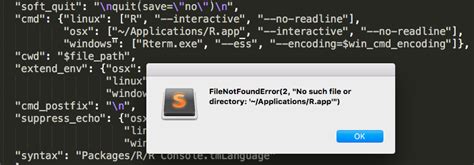 sublimetext3 error trying to run r in sublime using repl r on mac