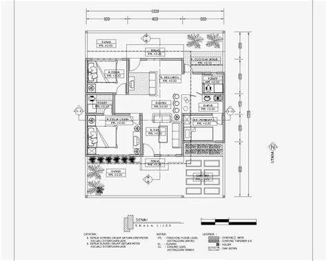 52 Contoh Denah Rumah Autocad 2d