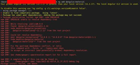 typescript eresolve unable to resolve dependency tree while