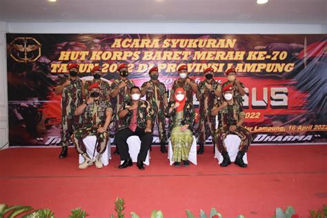 Danrem 043 Gatam Hadiri Acara Syukuran Hut Korp Baret Merah Ke 70 Tahun