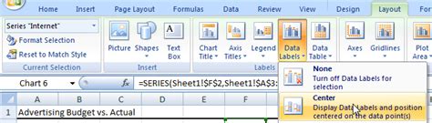 how to add centered labels above an excel clustered