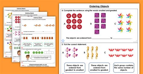 ordering objects homework extension year 1 place value classroom