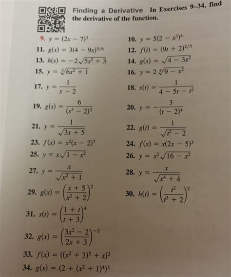 solved finding a derivative in exercises 9 34 find the
