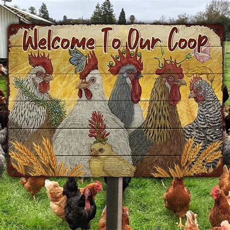 Funny Chicken Coop Sign Fluffy Hut Chicken Coop Sign Large Rustic Coun